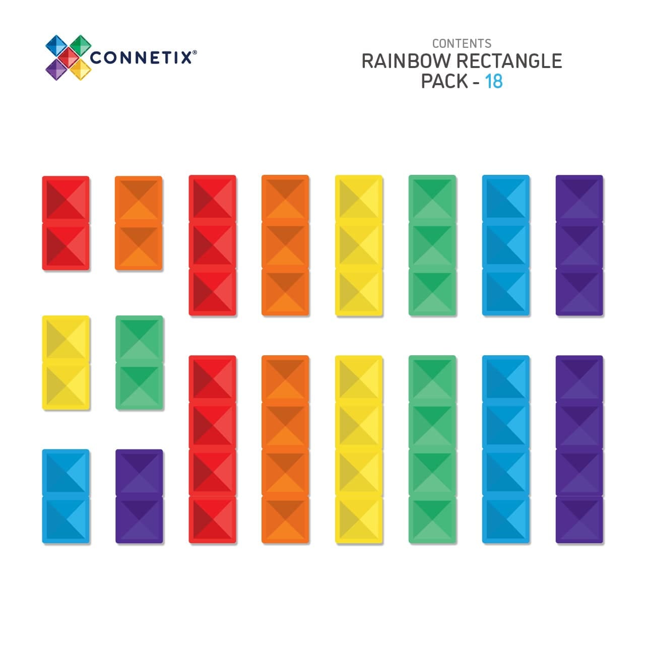 Connetix Rainbow Rectangle pack 18 kosov
